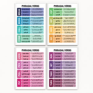 PHRASAL VERBS - Set of 4 Posters, Learn English Vocabulary, Grammar ...