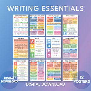 MASTERING WRITING ESSENTIALS - Set of 12 Posters, How to Write ...