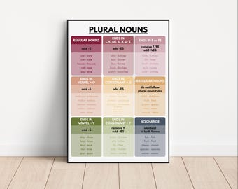 Plural Nouns Poster, Types of Plural Nouns, English Grammar, English ...