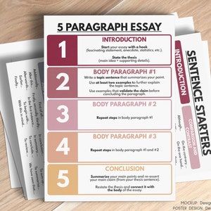 WRITING AN ESSAY Poster, How to Write an Essay, 5 Paragraph Essay ...