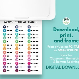 MORSE CODE POSTER, Morse Alphabet, Chart for Homeschool, Classroom ...