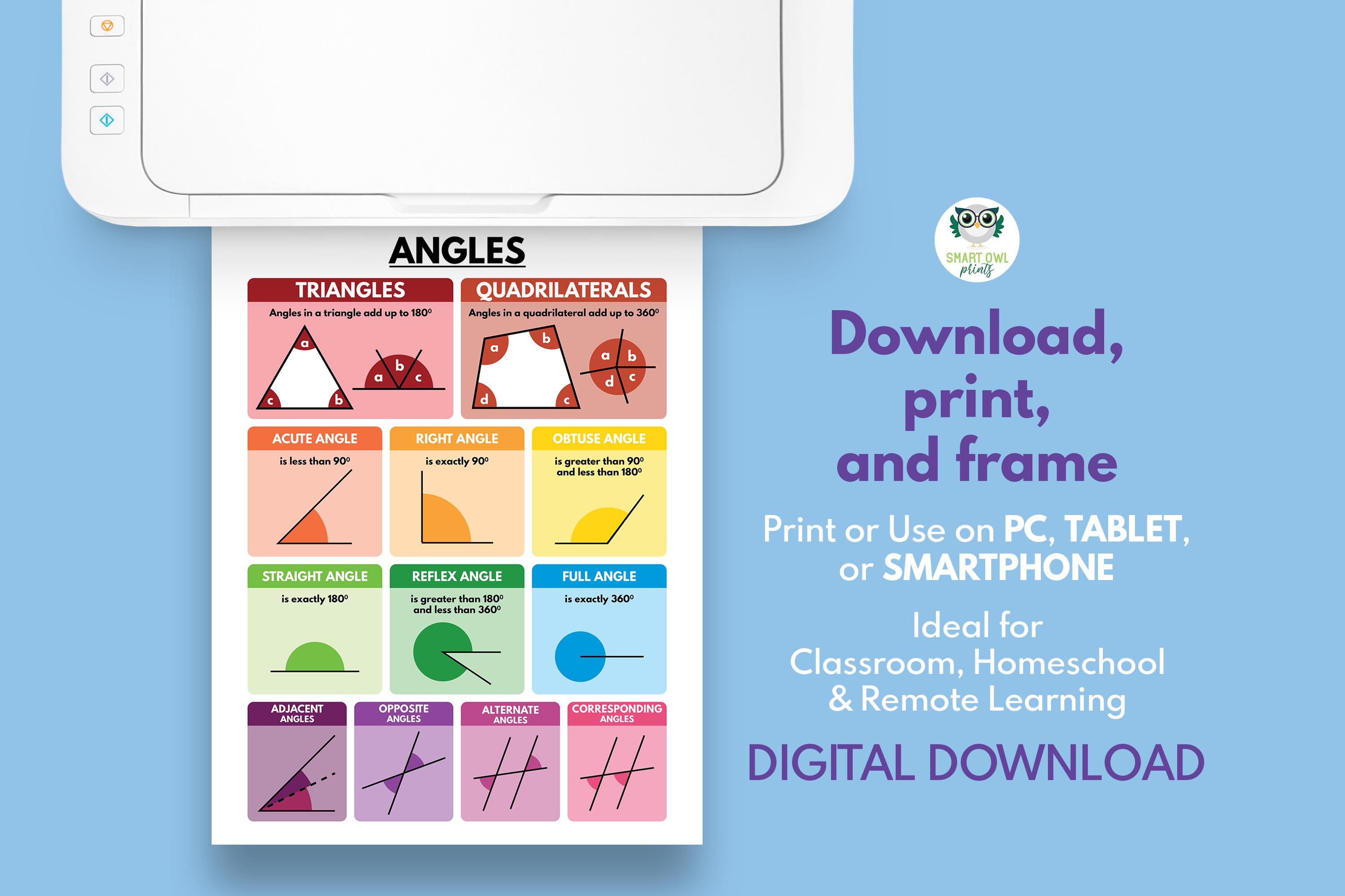 ANGLES TYPES POSTER, Types of Angles, Geometry, Educational Posters ...