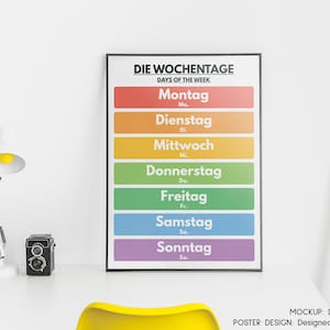 German Language, DAYS of THE WEEK in German, 2 Posters Set, German ...