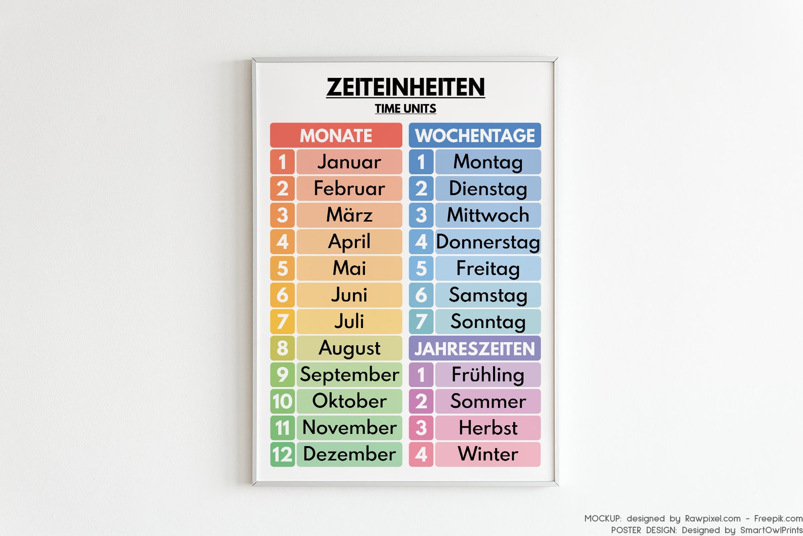 German Language, SEASONS, MONTHS and DAYS of the Week in German, German ...