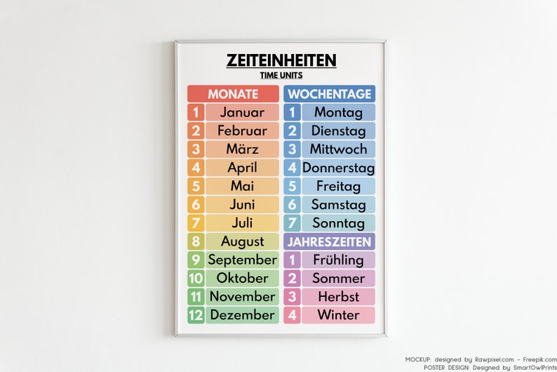 German Language, SEASONS, MONTHS and DAYS of the Week in German, German ...