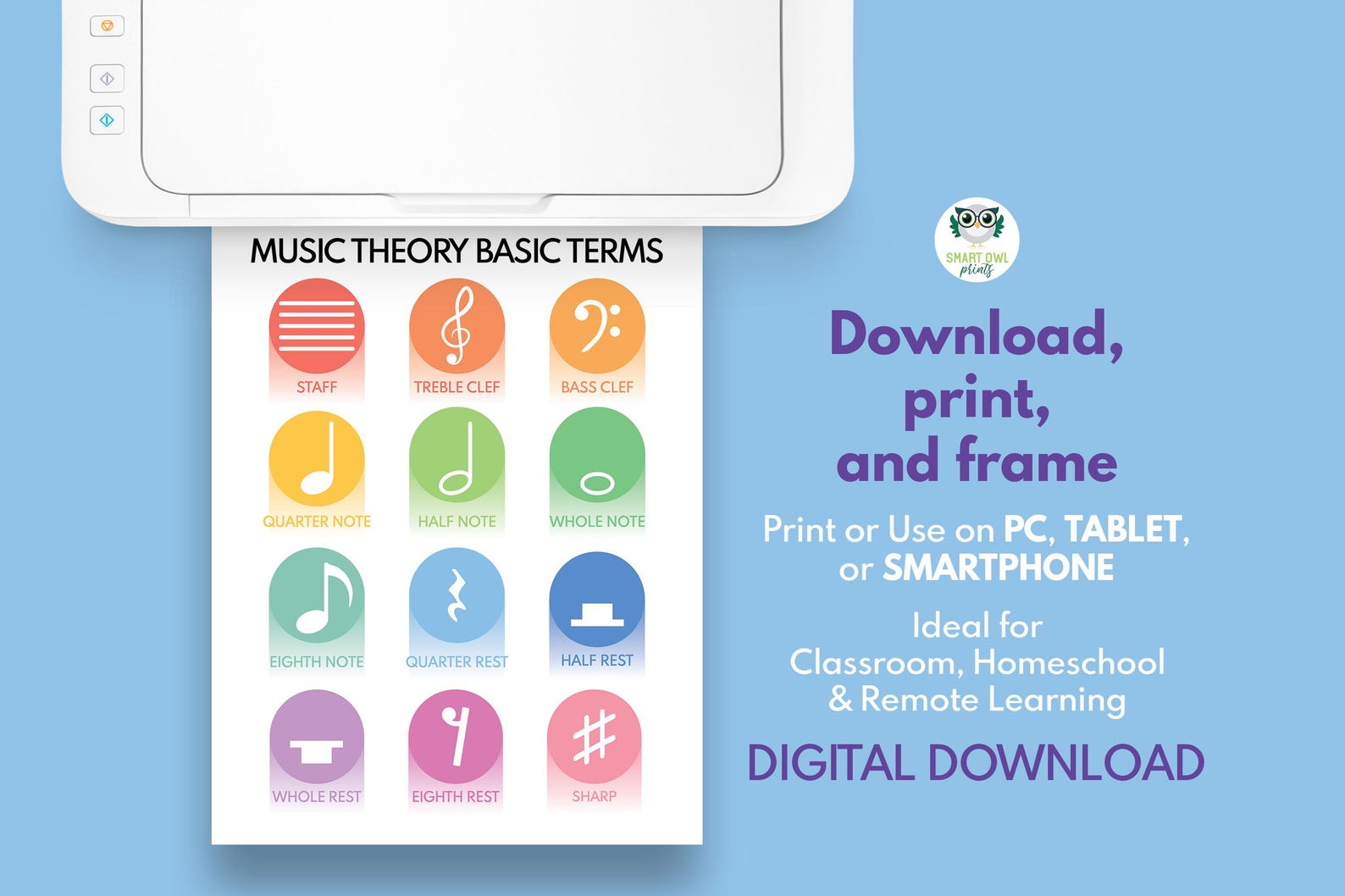 MUSIC THEORY POSTER - Basic Terms, Music Educational Poster for Kids ...