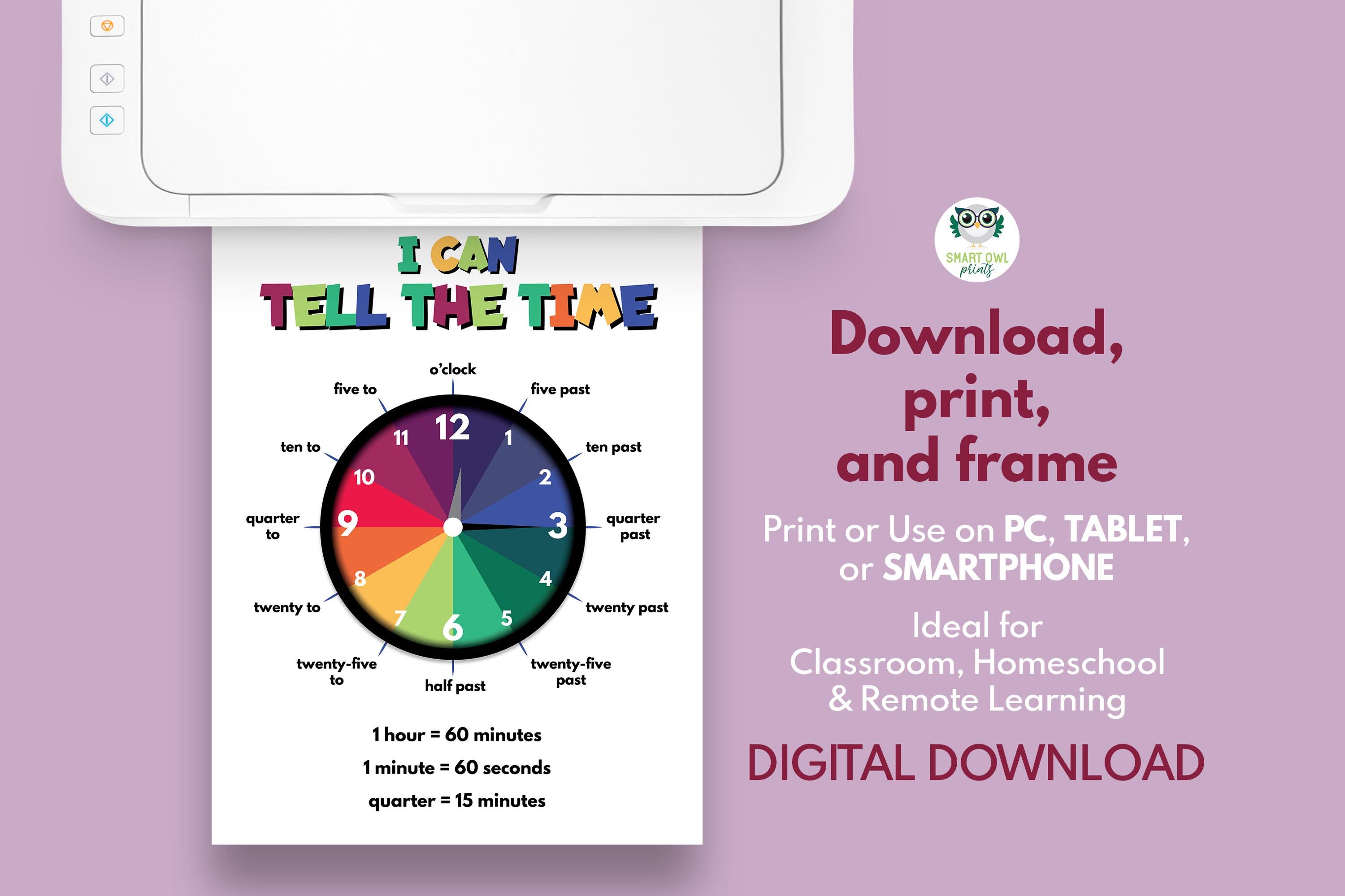 Learn to TELL TIME: Educational Poster for Kids - What Time is It ...