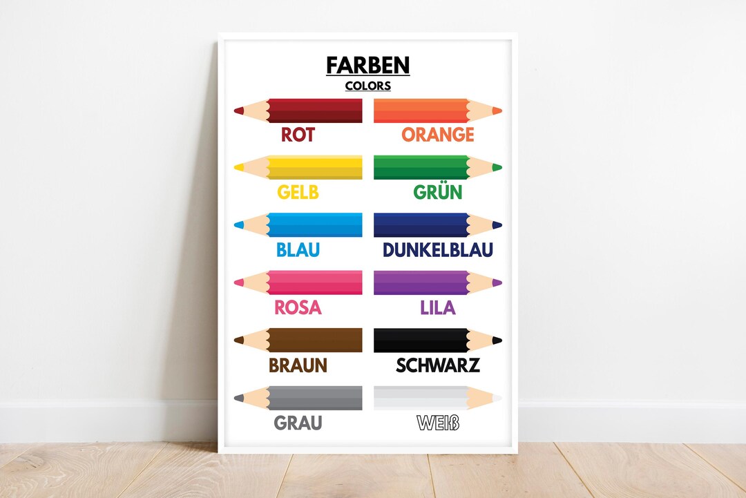 COLOR NAMES for Kids, German Language, Colors in German, Educational ...
