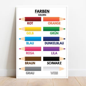 COLOR NAMES for Kids, German Language, Colors in German, Educational ...