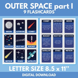 SOLAR SYSTEM FLASHCARDS for Kids, 27 Flash Cards, Montessori Learning ...
