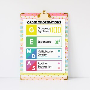 GEMDAS POSTER, Math Teacher Gift, Printable Educational Posters, Math ...