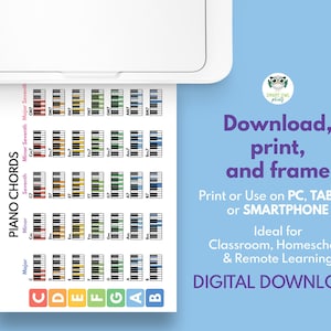 PIANO CHORDS POSTER, Basic Chords, Music Poster, Educational Poster ...