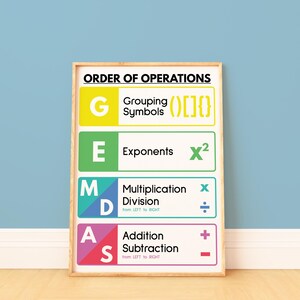 GEMDAS POSTER, Math Teacher Gift, Printable Educational Posters, Math ...