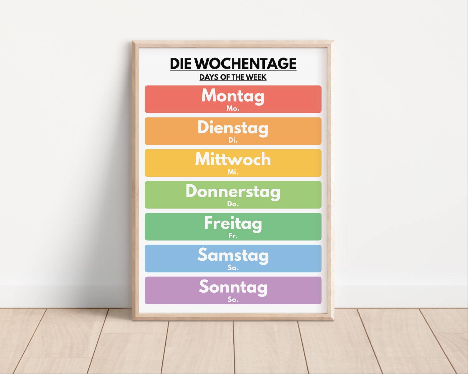 German Language, DAYS of THE WEEK in German, 2 Posters Set, German ...