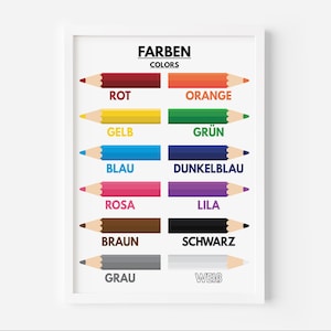 COLOR NAMES for Kids, German Language, Colors in German, Educational ...