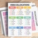 VERB COLLOCATIONS, Grammar Chart for Homeschool, Classroom Poster ...
