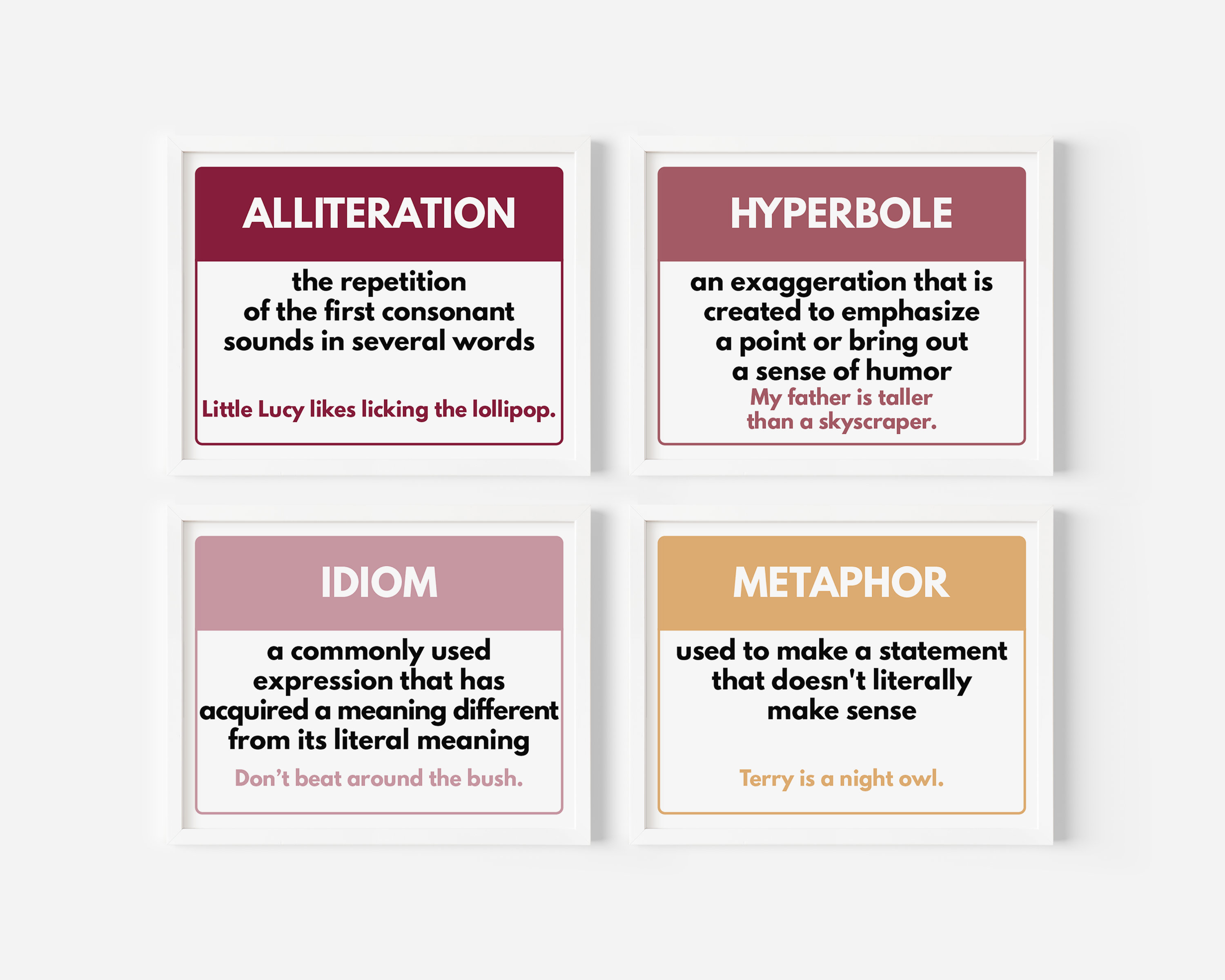 FIGURATIVE LANGUAGE Set of 9 Posters English Classroom Art - Etsy