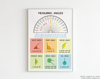 MEASURING ANGLES How to Use a PROTRACTOR Geometry | Etsy