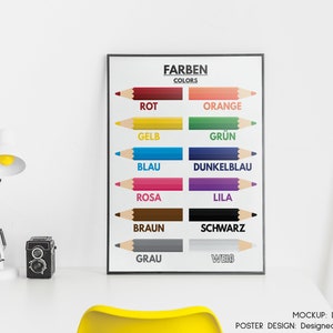 COLOR NAMES for Kids, German Language, Colors in German, Educational ...