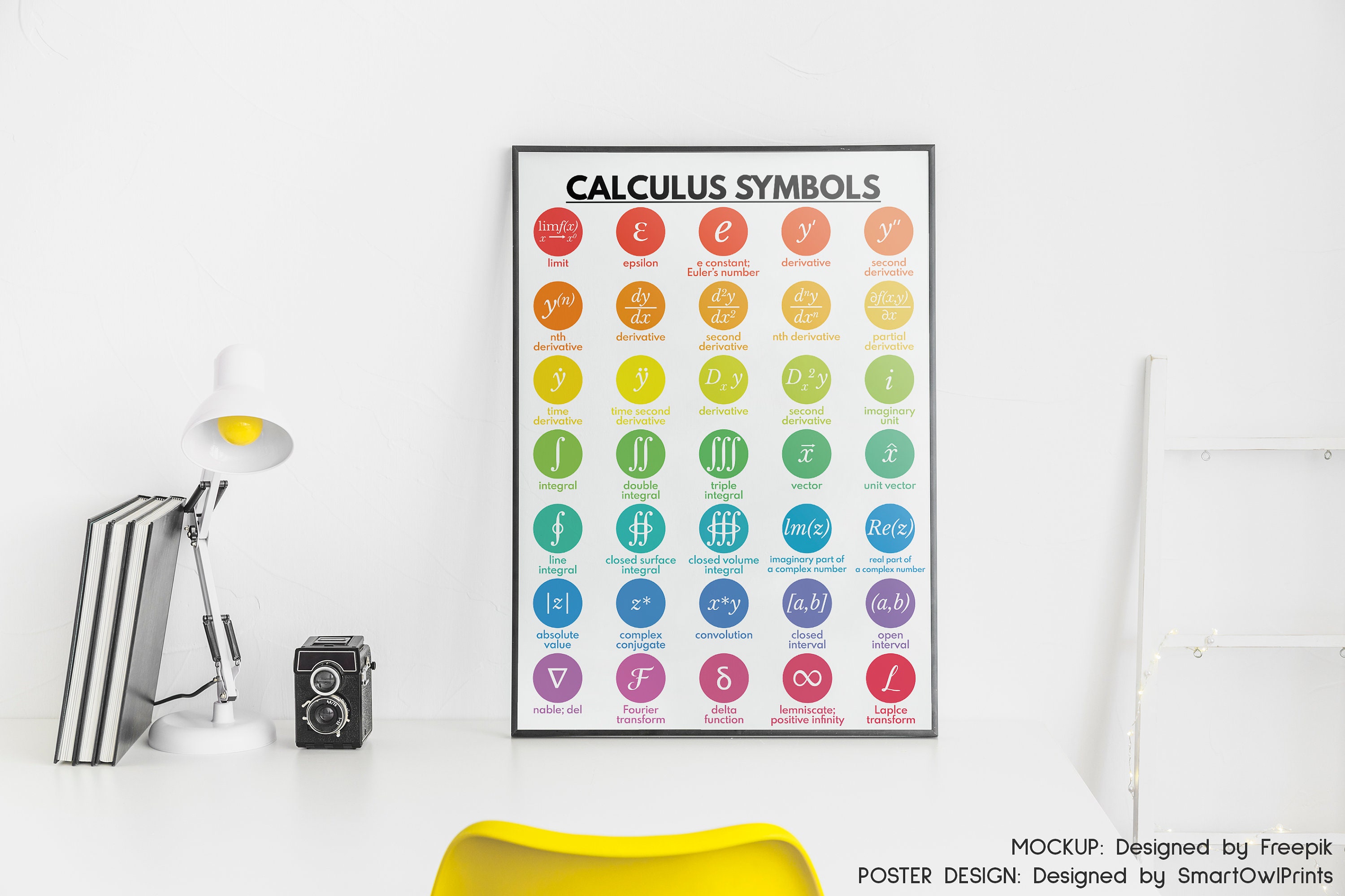 CALCULUS SYMBOLS POSTER, Symbols Chart, Educational Poster, Colorful ...