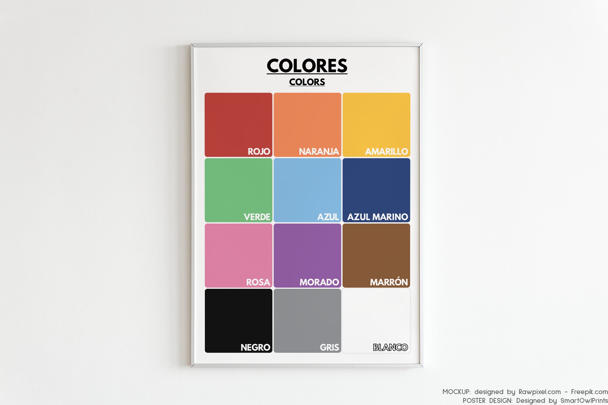 COLOR NAMES, Spanish Language, Educational Poster, Learn Colors ...