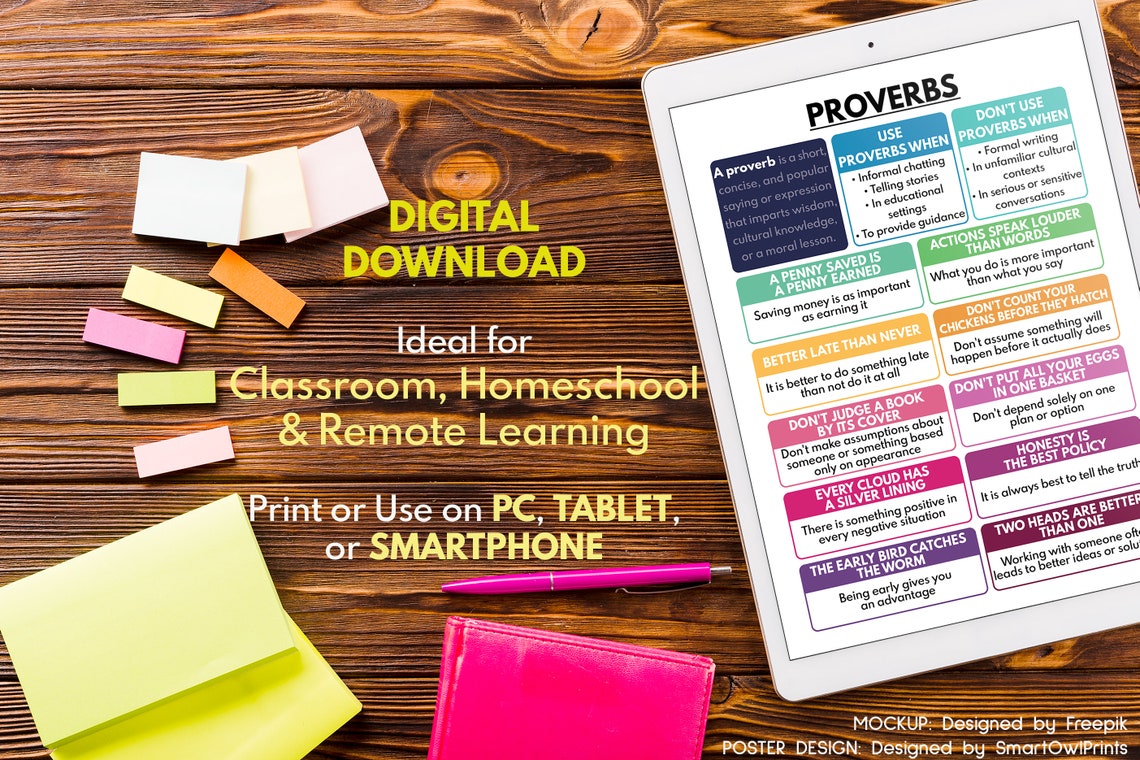 PROVERBS POSTER, What Are Proverbs, Proverbs Examples, Learn English, Homeschool, Classroom ...