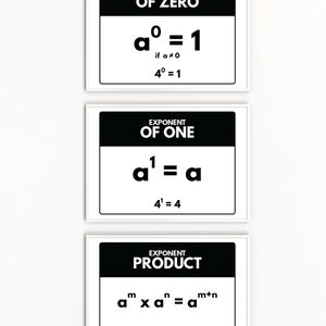 EXPONENT and EXPONENT RULES Set of 10 Posters Educational - Etsy