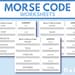 MORSE CODE Worksheets, Morse Alphabet, Homeschool Activity,educational ...