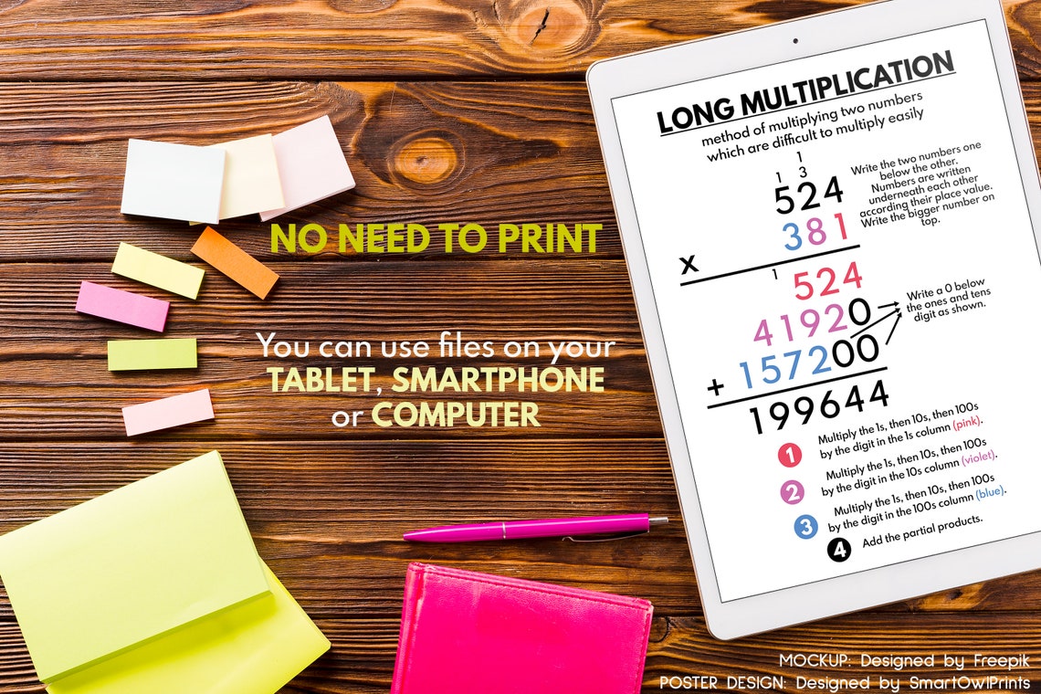 LONG MULTIPLICATION and DIVISION Posters Educational Posters - Etsy