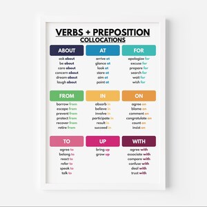 VERBS + PREPOSITION COLLOCATIONS, Grammar Chart, Homeschool, English ...