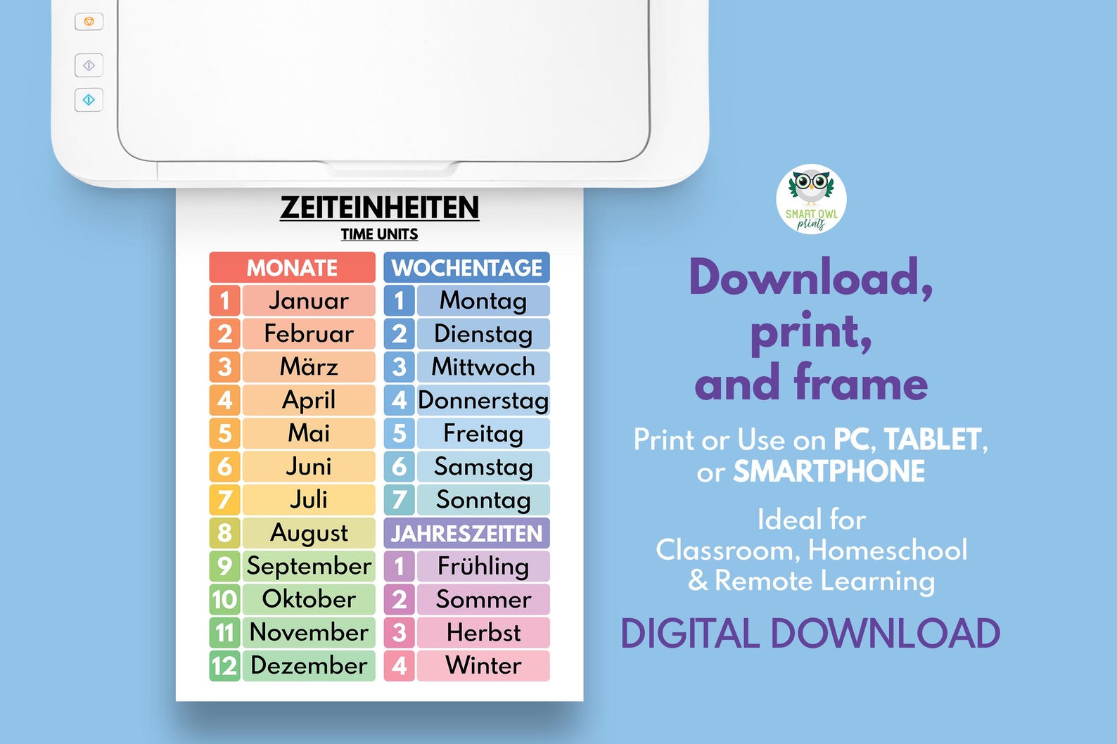 German Language, SEASONS, MONTHS and DAYS of the Week in German, German ...