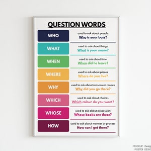 QUESTION WORDS POSTER, English Language, Grammar Bulletin Board Ideas ...