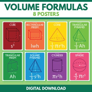 VOLUME FORMULAS Posters Set 8 POSTERS Geometry 3D Shapes - Etsy