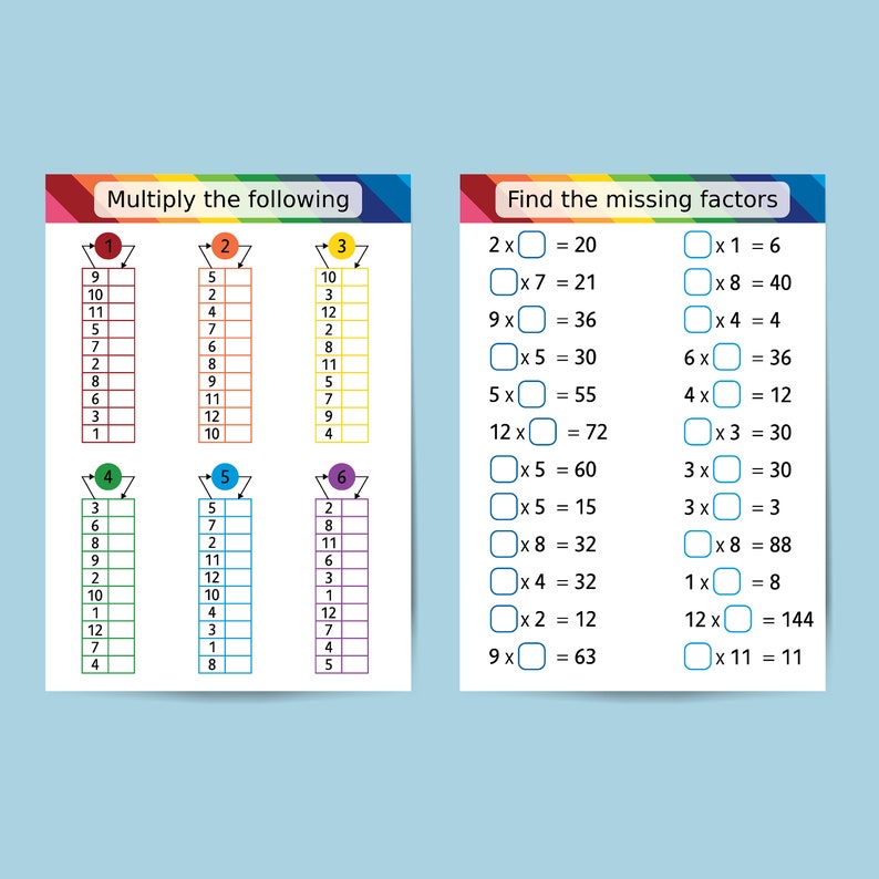 Grade 1-2 Workbook - Multiplication 1 to 12, 46 Pages, 44 Worksheets ...