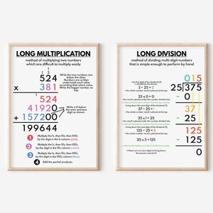 LONG MULTIPLICATION and DIVISION Posters, Educational Posters for Kids ...