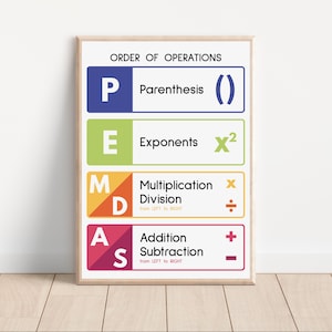 PEMDAS POSTER, Order of Operations, Printable Educational Posters, Math ...