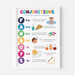 FANBOYS CONJUNCTIONS for Kids, Parts of Speech, English Language ...