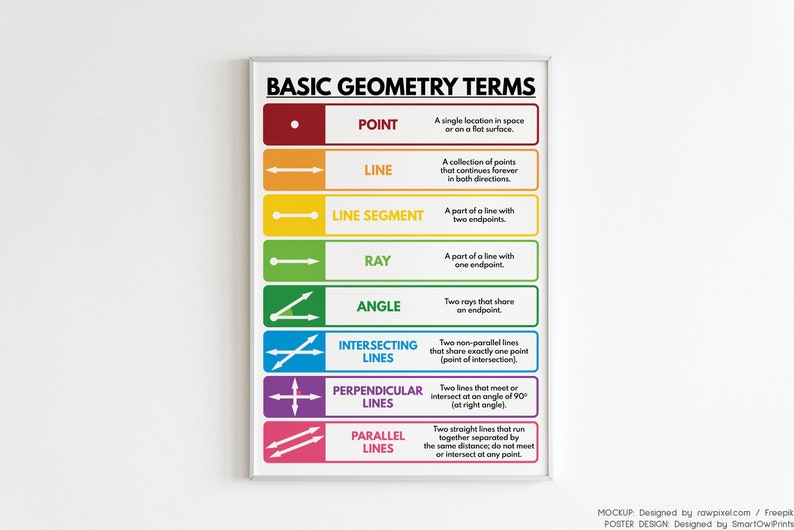 BASIC GEOMETRY TERMS Geometry Educational Poster Math | Etsy