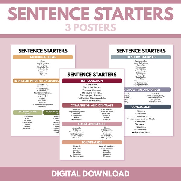 Sentence Starters Poster - Etsy