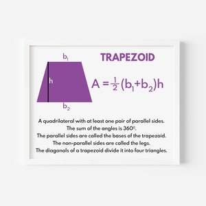AREA FORMULAS - Set of 8 Posters, Letter Size, Geometry, Shapes ...