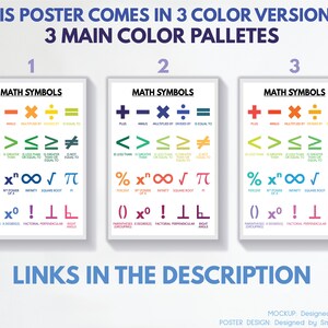 MATH SYMBOLS POSTER 3, Mathematical Symbols, Educational Poster ...