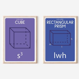 VOLUME FORMULAS Set of 8 Posters, 3D Geometry, 3D Shapes, Educational ...