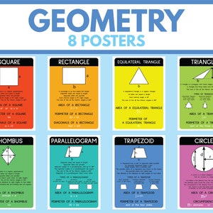 GEOMETRY SHAPES CHARTS for Kids Set of 8 Posters Geometry - Etsy