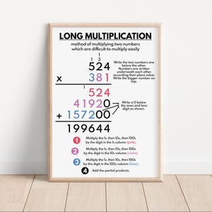 LONG MULTIPLICATION and DIVISION Posters, Educational Posters for Kids ...