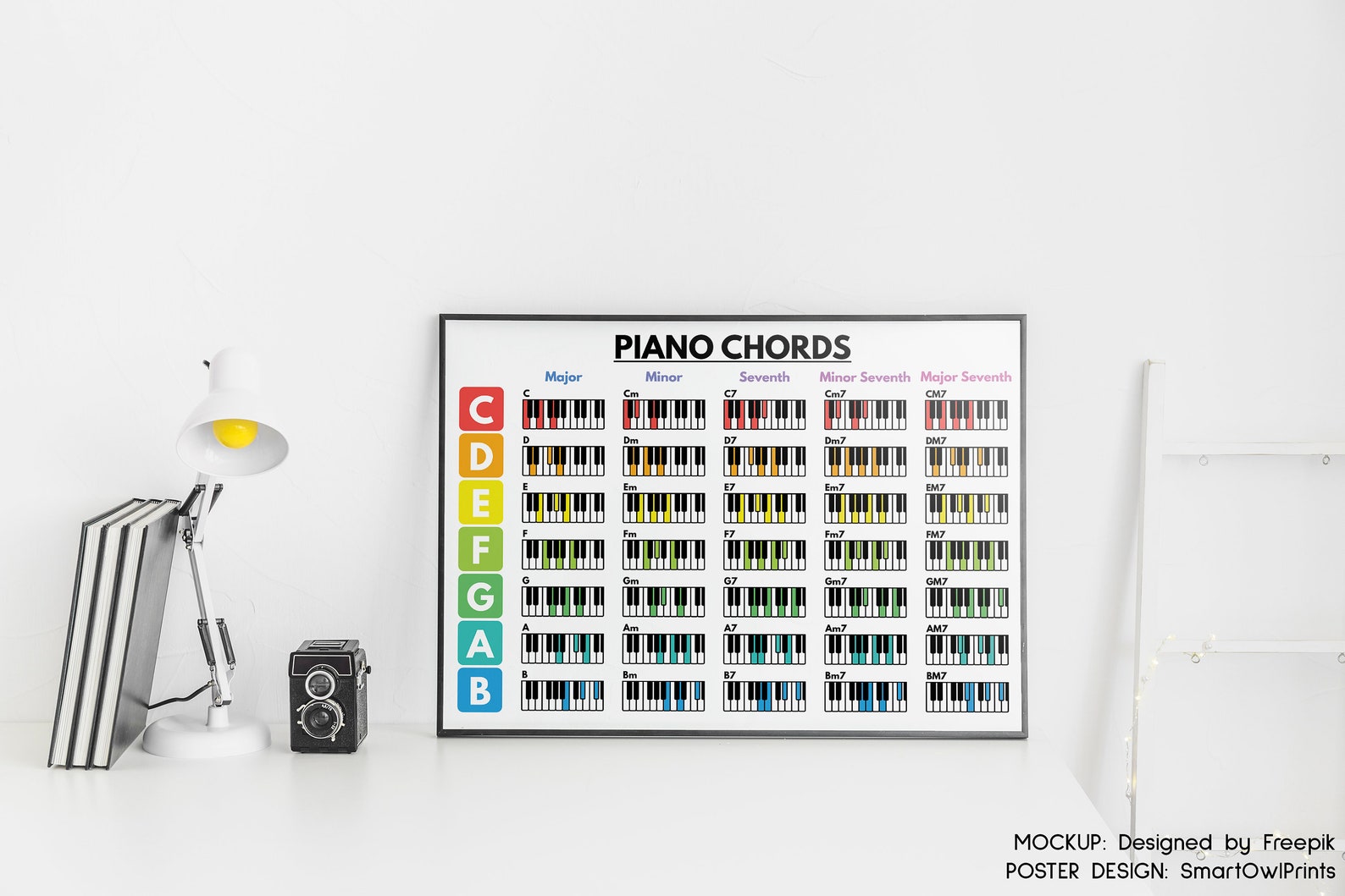 PIANO CHORDS POSTER, Basic Chords, Music Poster, Educational Poster ...