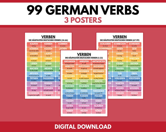 100 deutsche Verben Konjugationstabellen | 100 deutsche Verben und ...