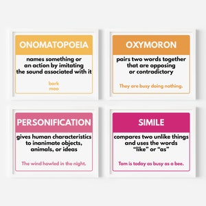 FIGURATIVE LANGUAGE - Set of 9 Posters, English Classroom Art ...