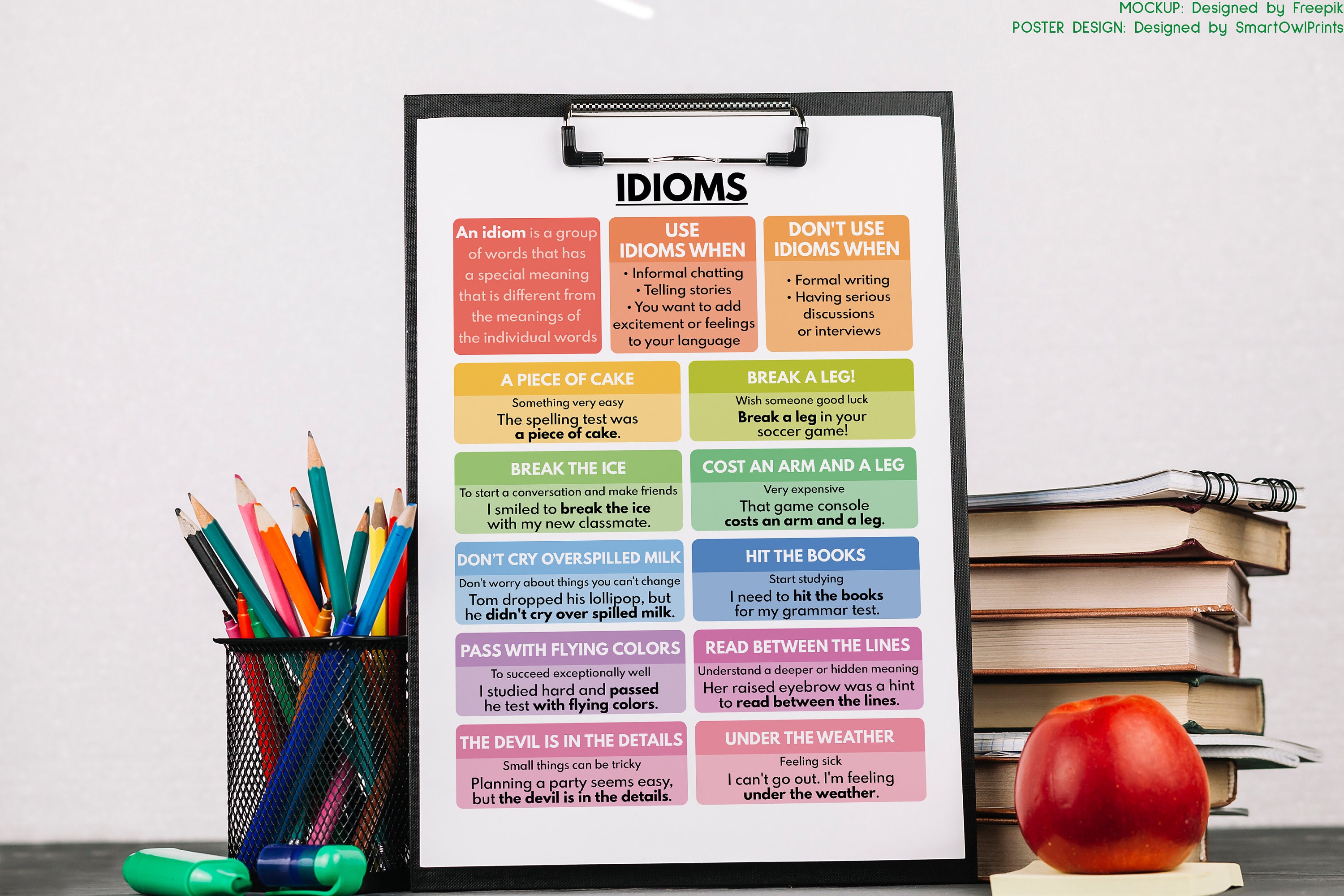 IDIOMS POSTER, English Language, Learn English, Homeschool, English ...