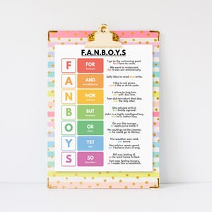 FANBOYS - CONJUNCTIONS POSTER, Parts of Speech, English Grammar ...