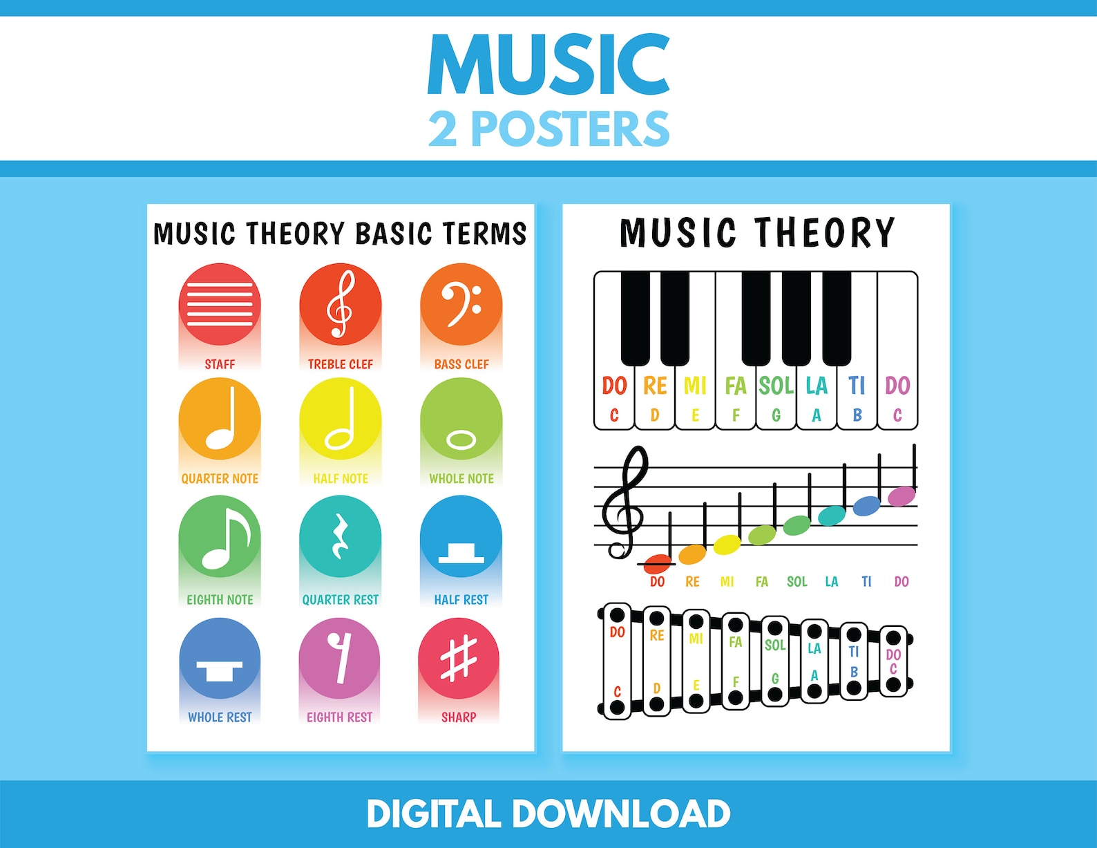 MUSIC POSTERS SET: Basic Terms Music Theory, Educational Posters ...